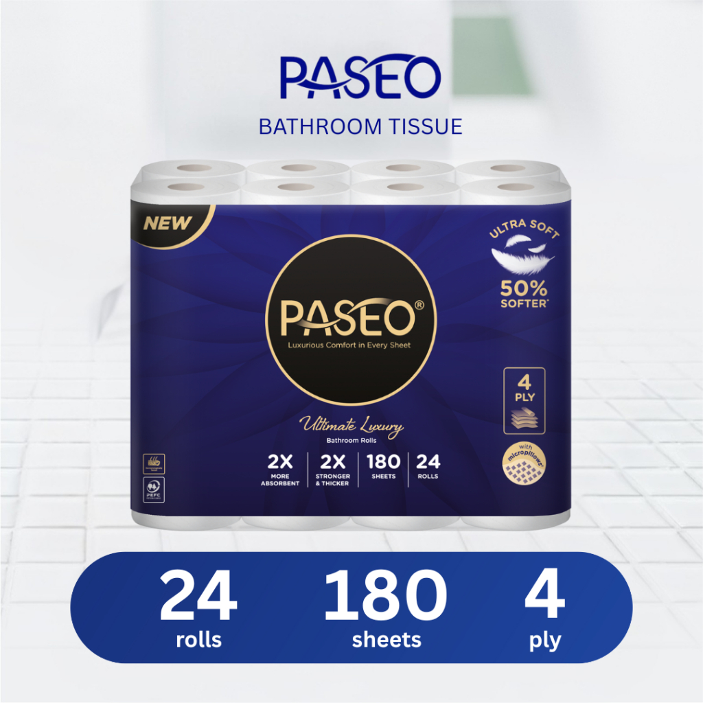 1 X PASEO TOILET ROLL 4PLY 180S 24 ROLLS (LUXURY) (Toilet Paper ...