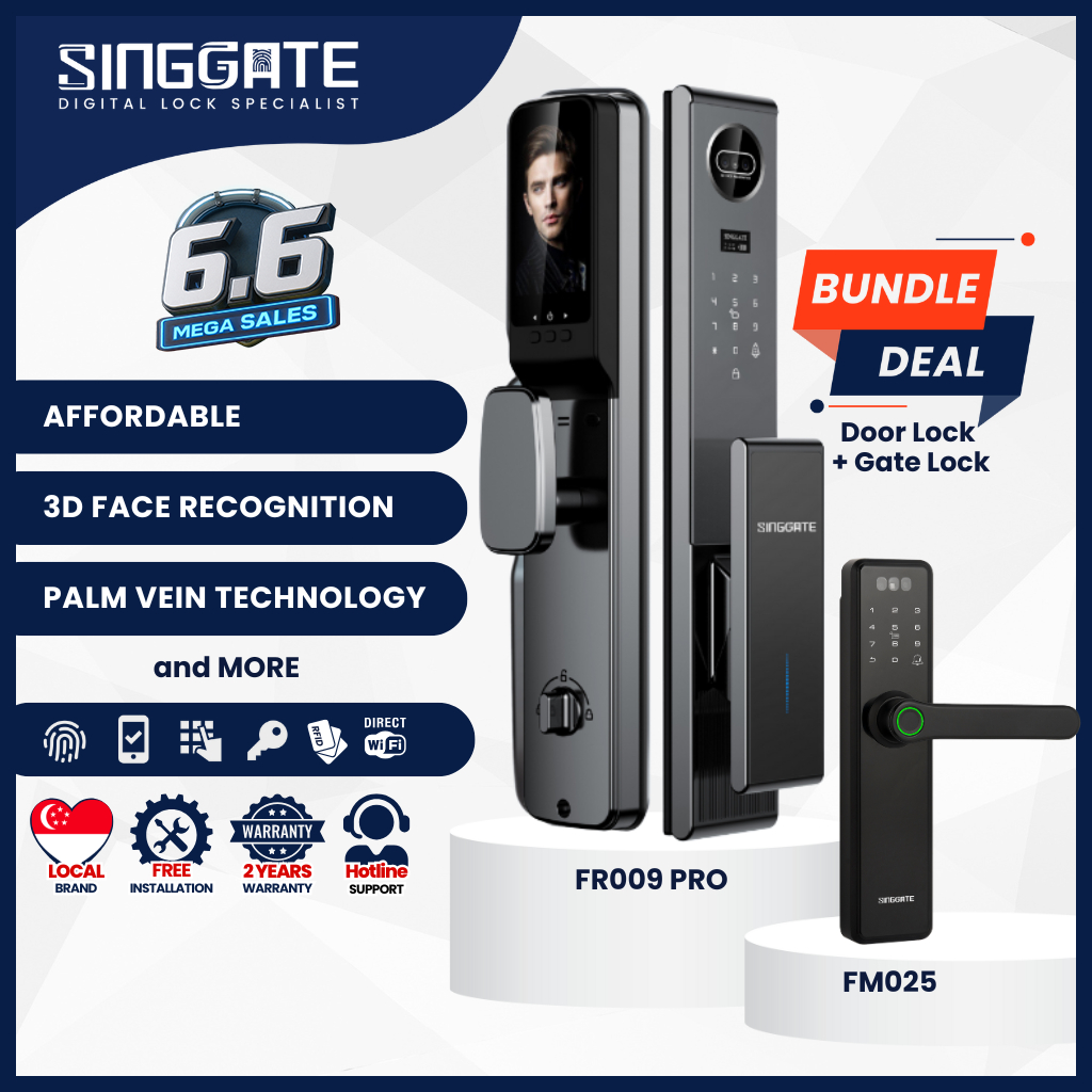 FREE Installation | Singgate【FR009 PRO】Face Recognition Digital Lock ...