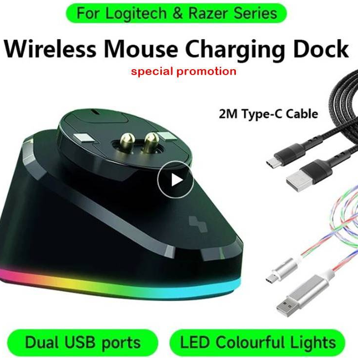 💖READY STOCK💖Wireless Mouse Charger Dock Razer Viper RGB Charging Dock ...