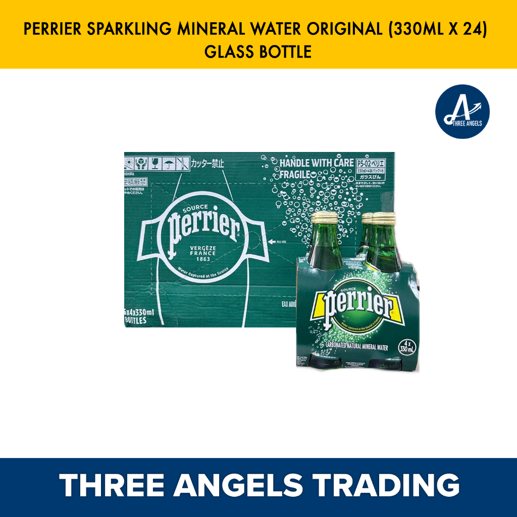 Perrier Sparkling Mineral Water Original (330ml x 24) Glass Bottle ...
