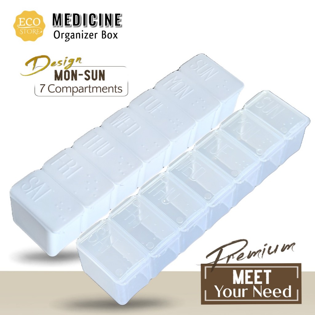 Eco-Store (2 Pcs) Medicine Box Pill Organizer (7 Compartment ...