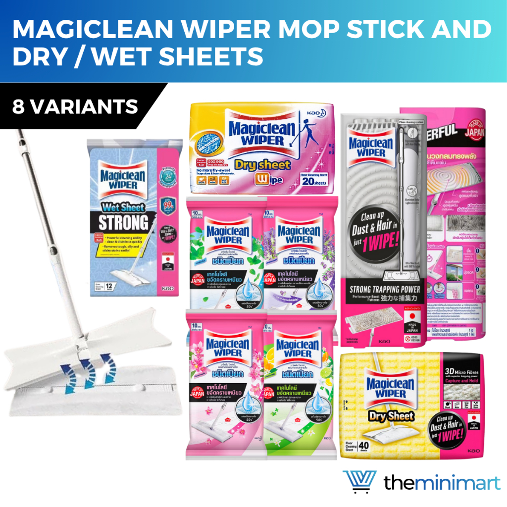 Magiclean Mop Stick and Dry / Wet Sheets - Multi-Surface Cleaning ...