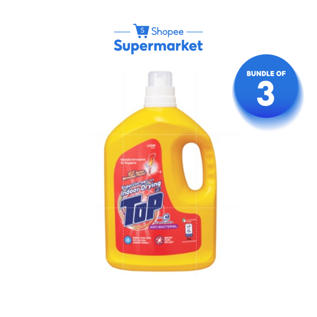 [Bundle of 3] TOP Liquid Detergent Anti Bacterial (4kg) | Shopee Singapore
