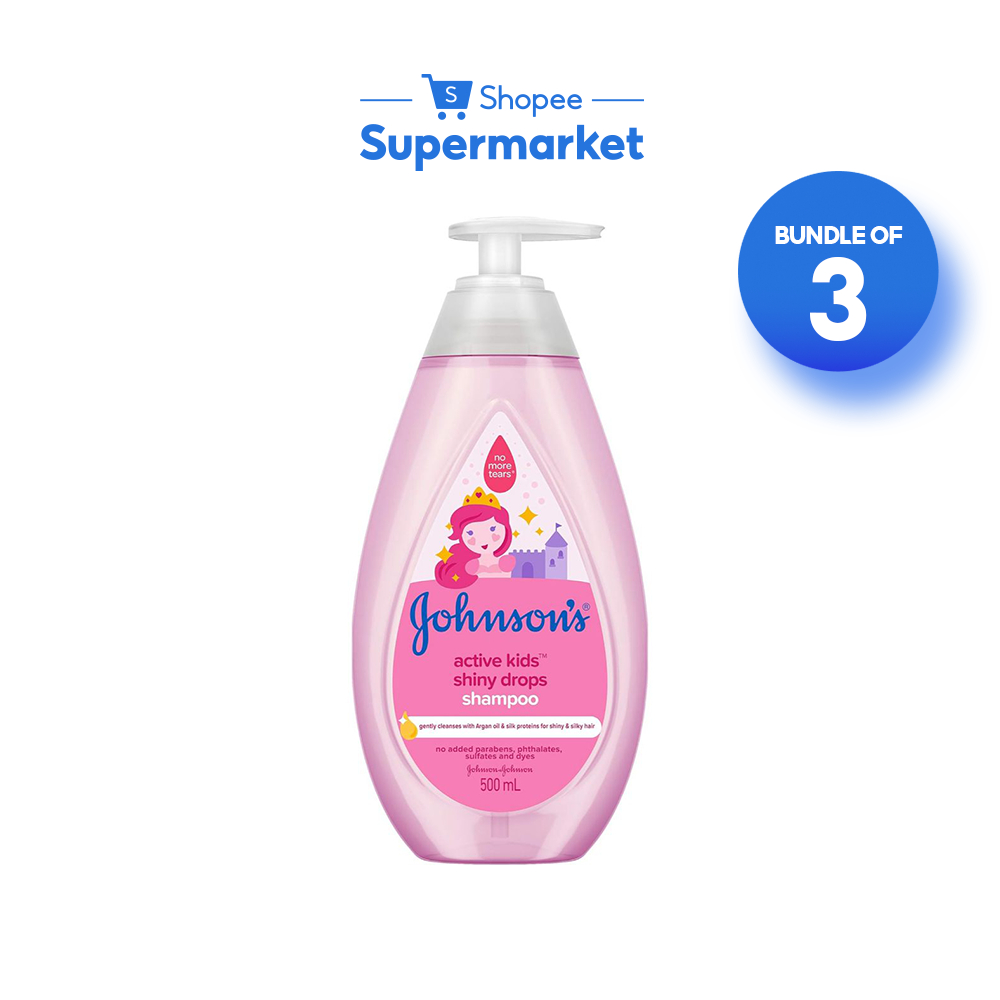 [Bundle of 3] Johnson & Johnson Active Kids Shiny Drops Shampoo (500ml ...