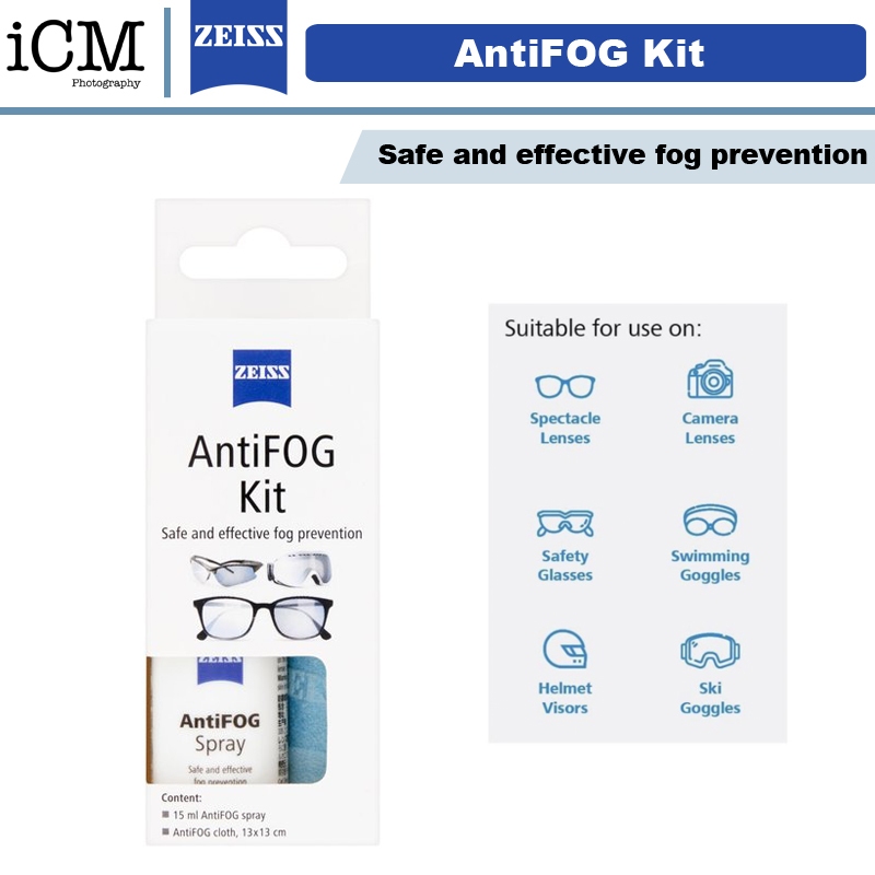 ZEISS Anti Fog Kit (Anti-Fog Spray + Anti-Fog Cleaning Cloth) for ...