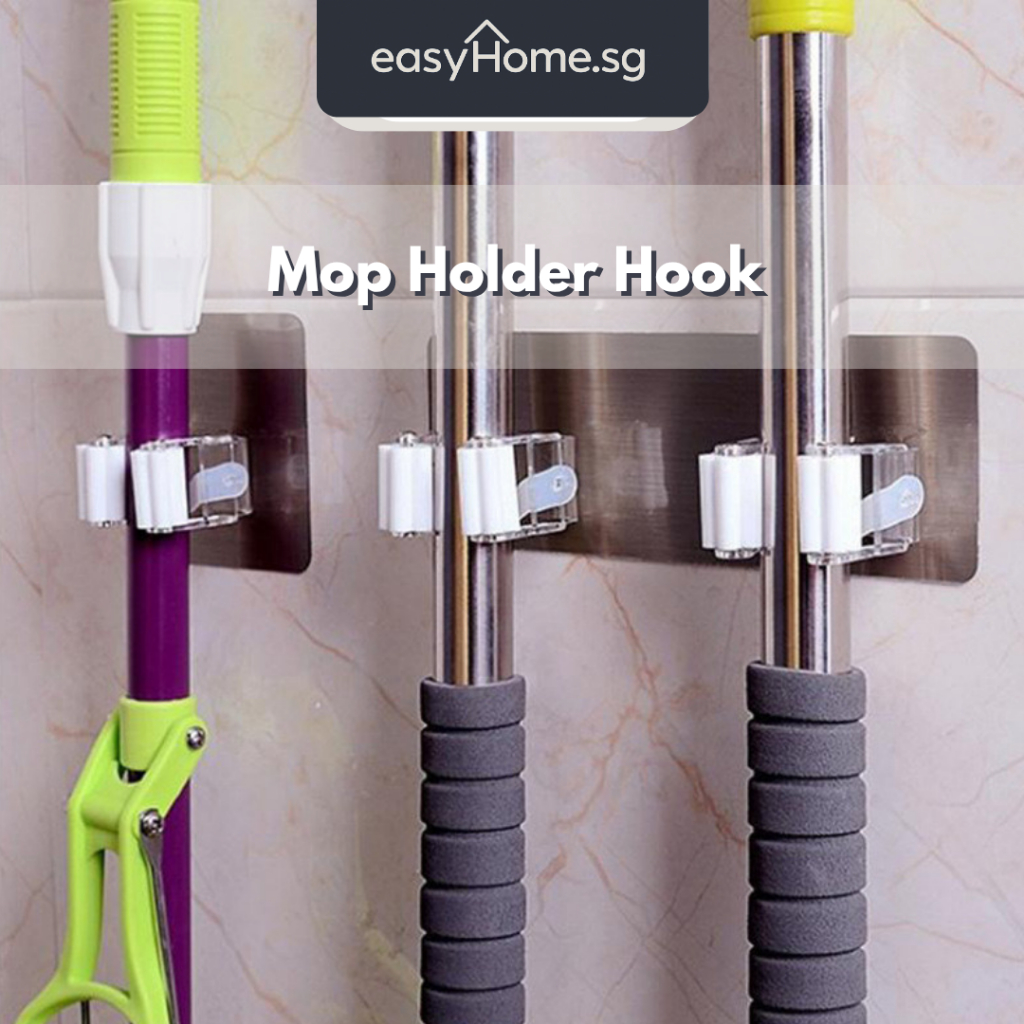 Easyhome.sg Mop Holder Sweeper Wiper Organizer Hook Broom Rack | Shopee ...