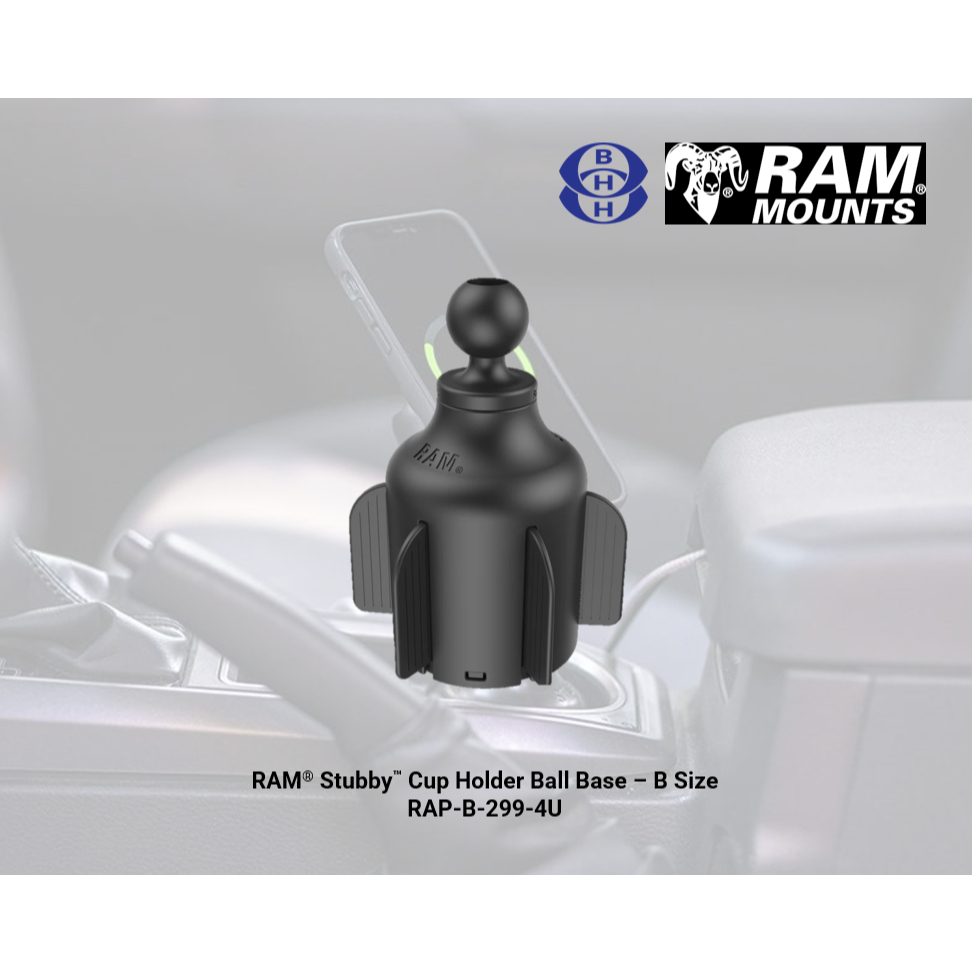 RAP-B-299-4U RAM Stubby Cup Holder Ball Base Automotive Car Van Lorry ...
