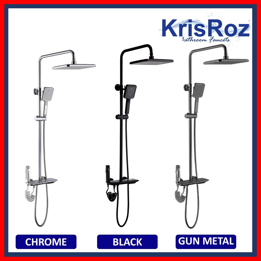 KRISROZ 0058 4-WAY RAIN SHOWER COLUMN (Chrome / Black / Gun Metal) | Shopee Singapore