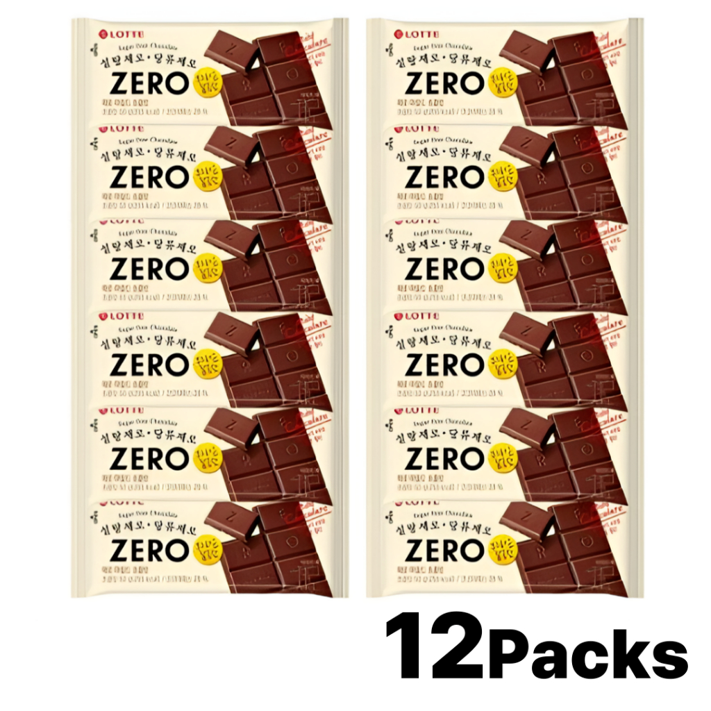 [100% Authentic] LOTTE Zero Mild Chocolate – 50g x 12 Bars, Sugar-Free ...