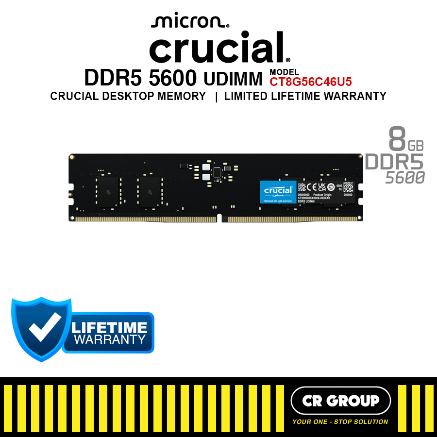 Crucial Classic DDR5-5600 UDIMM Desktop RAM CL46 - 8GB/16GB (Limited ...