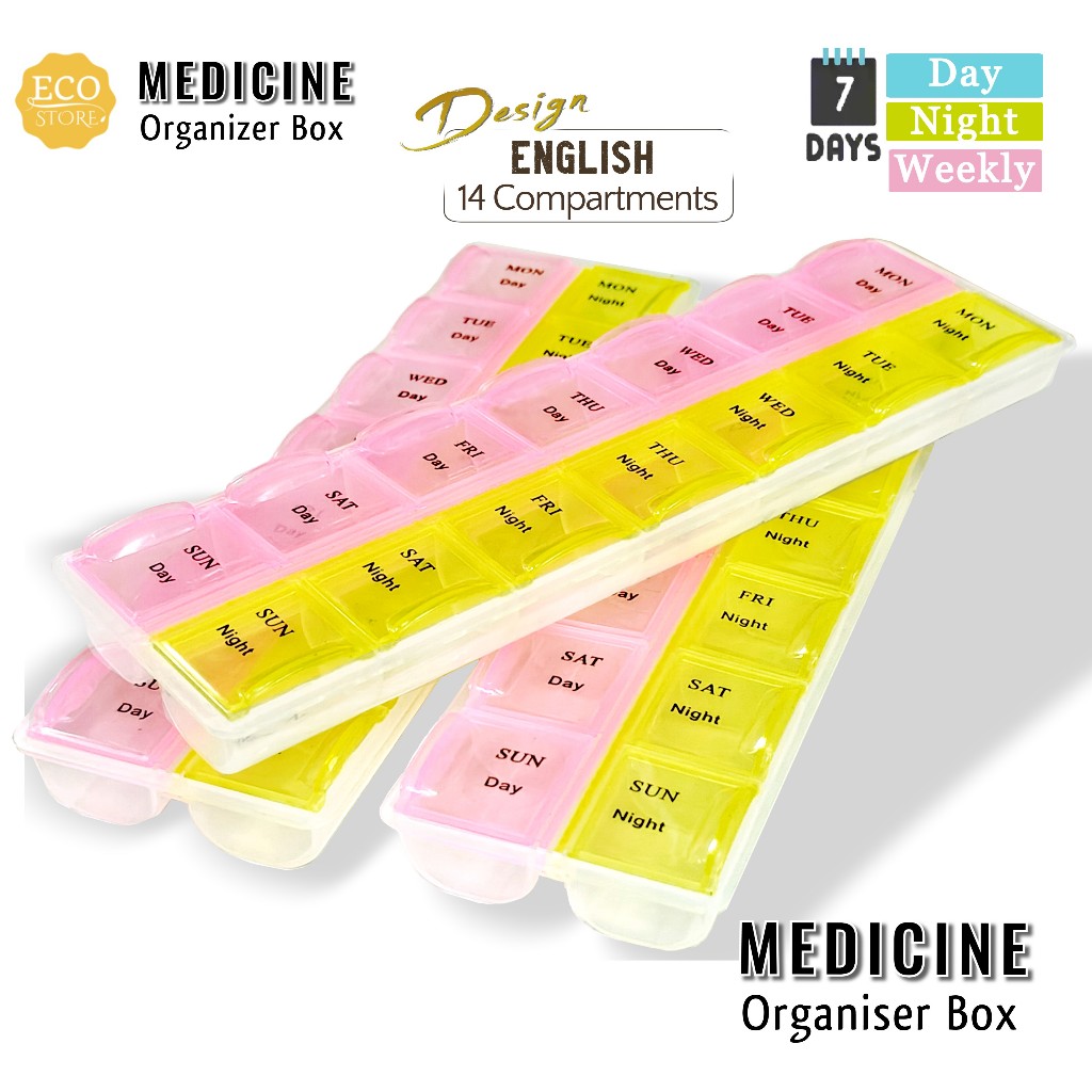 Eco-Store [Day/Night] Medicine Box Pill Organizer (14 Compartments ...