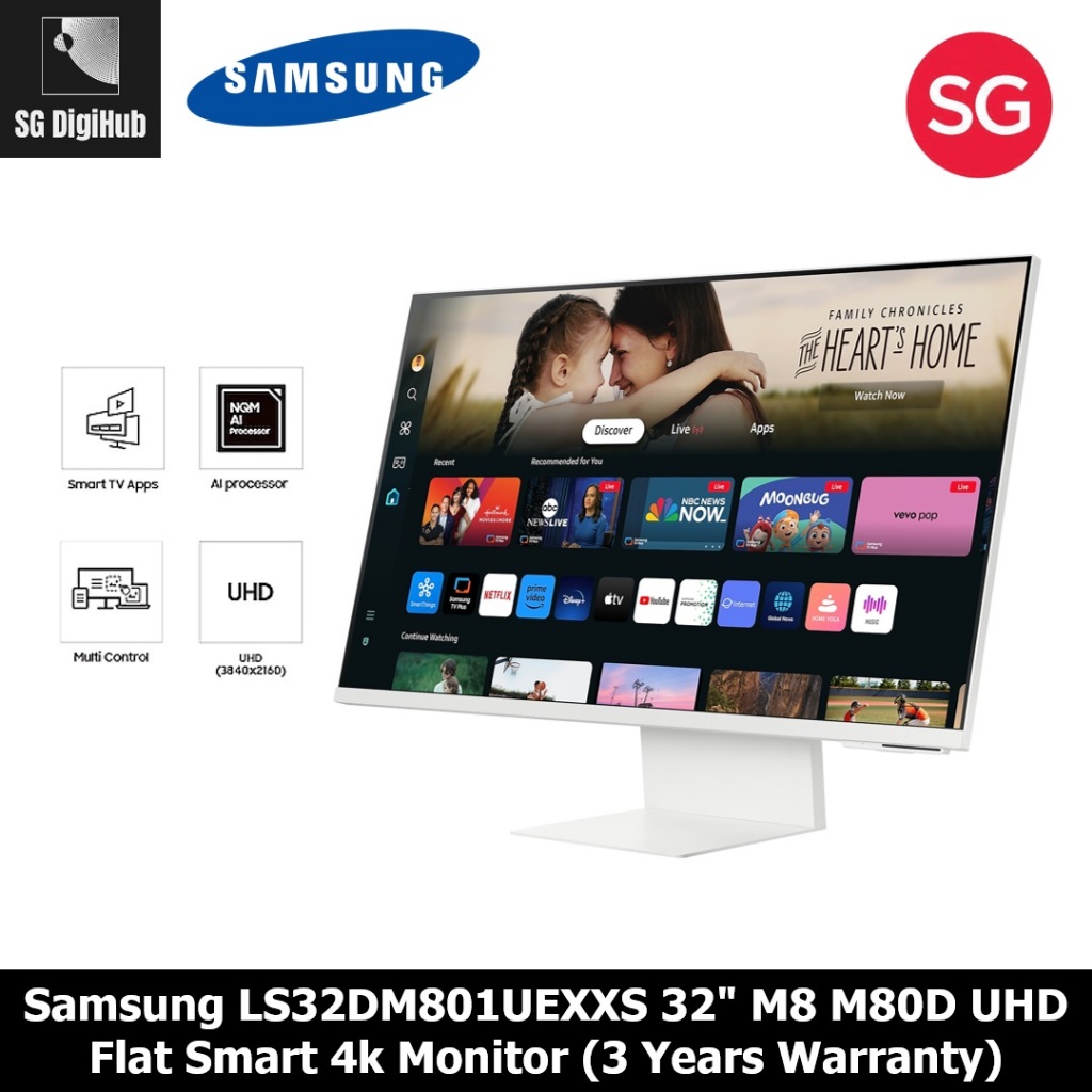 Samsung LS32DM801UEXXS 32" M8 M80D UHD Flat Smart 4k Monitor (3 Years ...