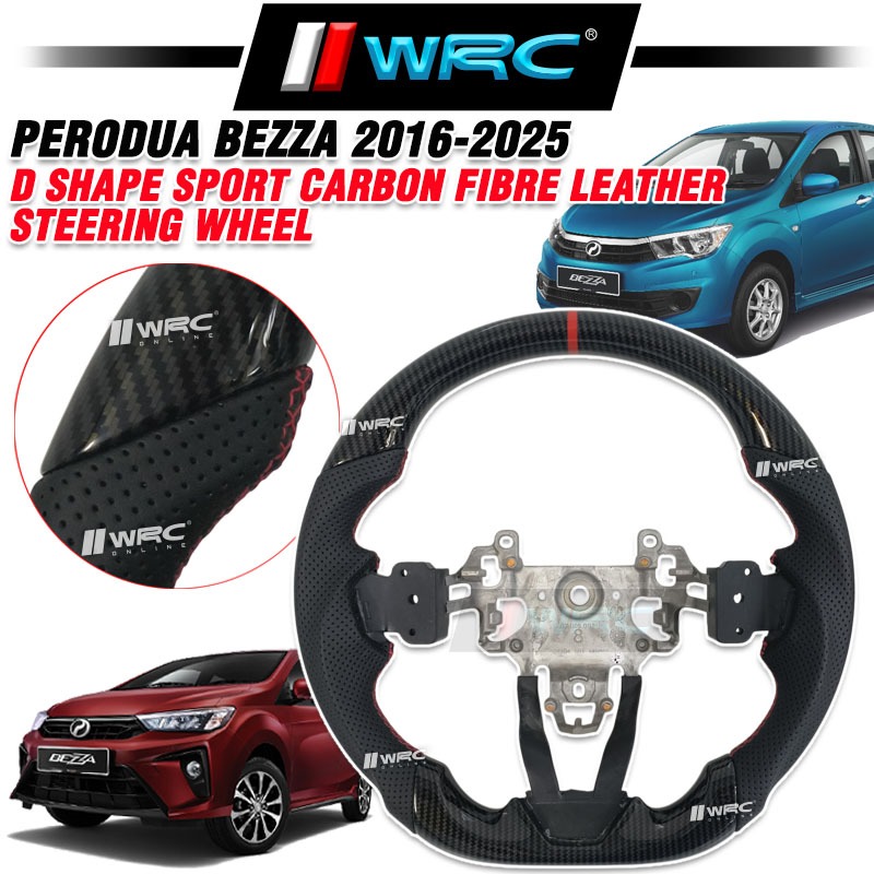 Perodua Bezza 2016 - 2025 D Shape Sport Carbon Fibre Leather Steering ...
