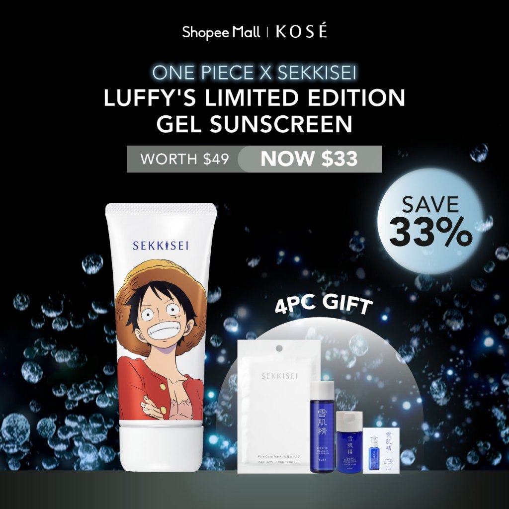 Kose ONE PIECE x SEKKISEI Luffy's Limited Edition Gel Sunscreen Launch ...