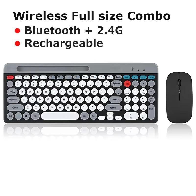Bluetooth Rechargeable Keyboard and mouse - Multi-Device Switch typing ...