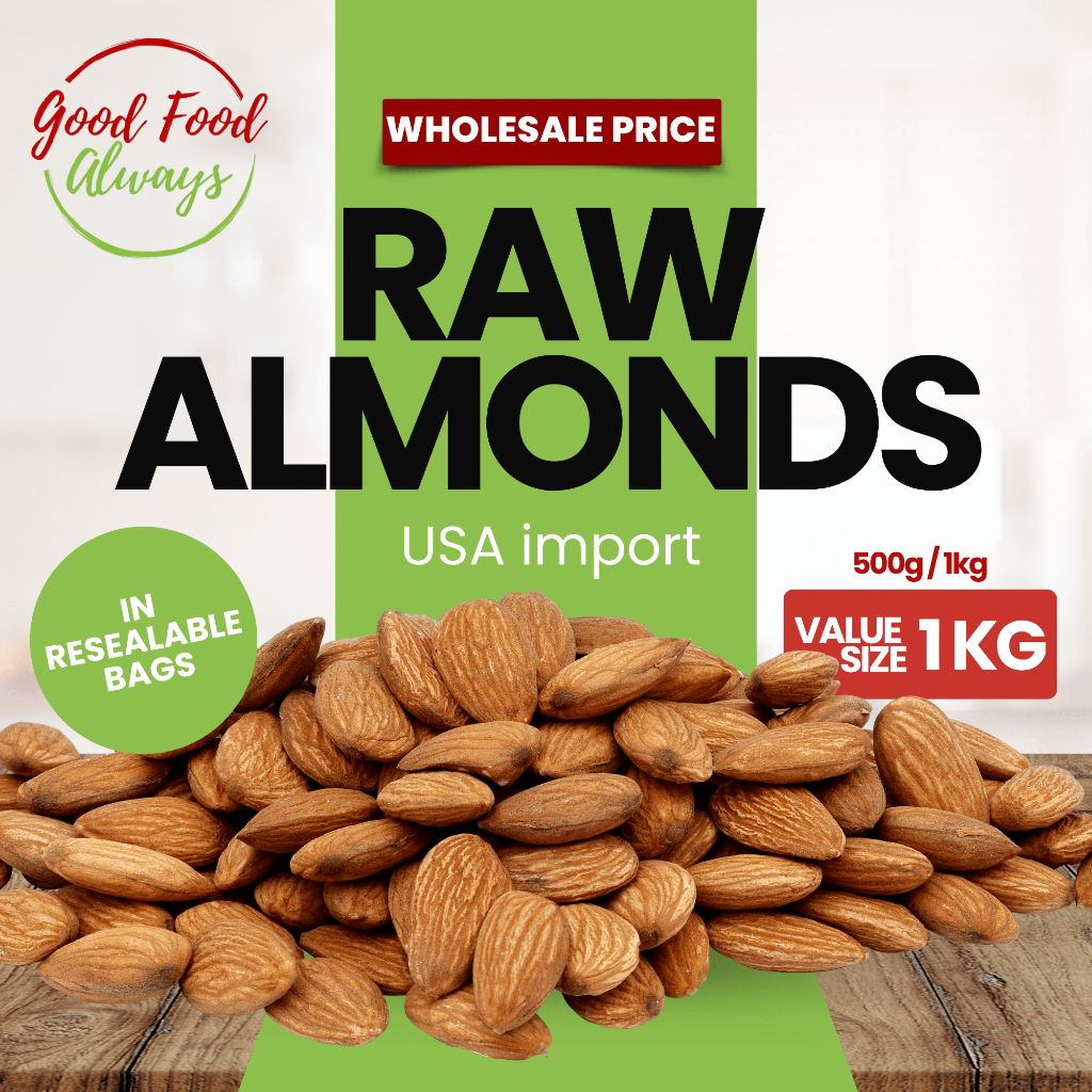 [USA Import] Raw Almonds (Jumbo Size) | 1KG | 500g | Wholesale Price | Shopee Singapore