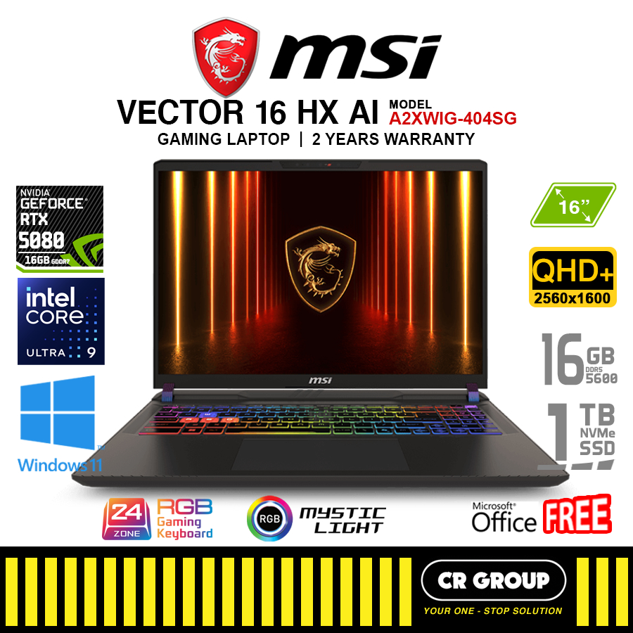 MSI Vector 16 HX AI A2XWIG-404SG - Intel Core Ultra 9-275HX - GeForce ...