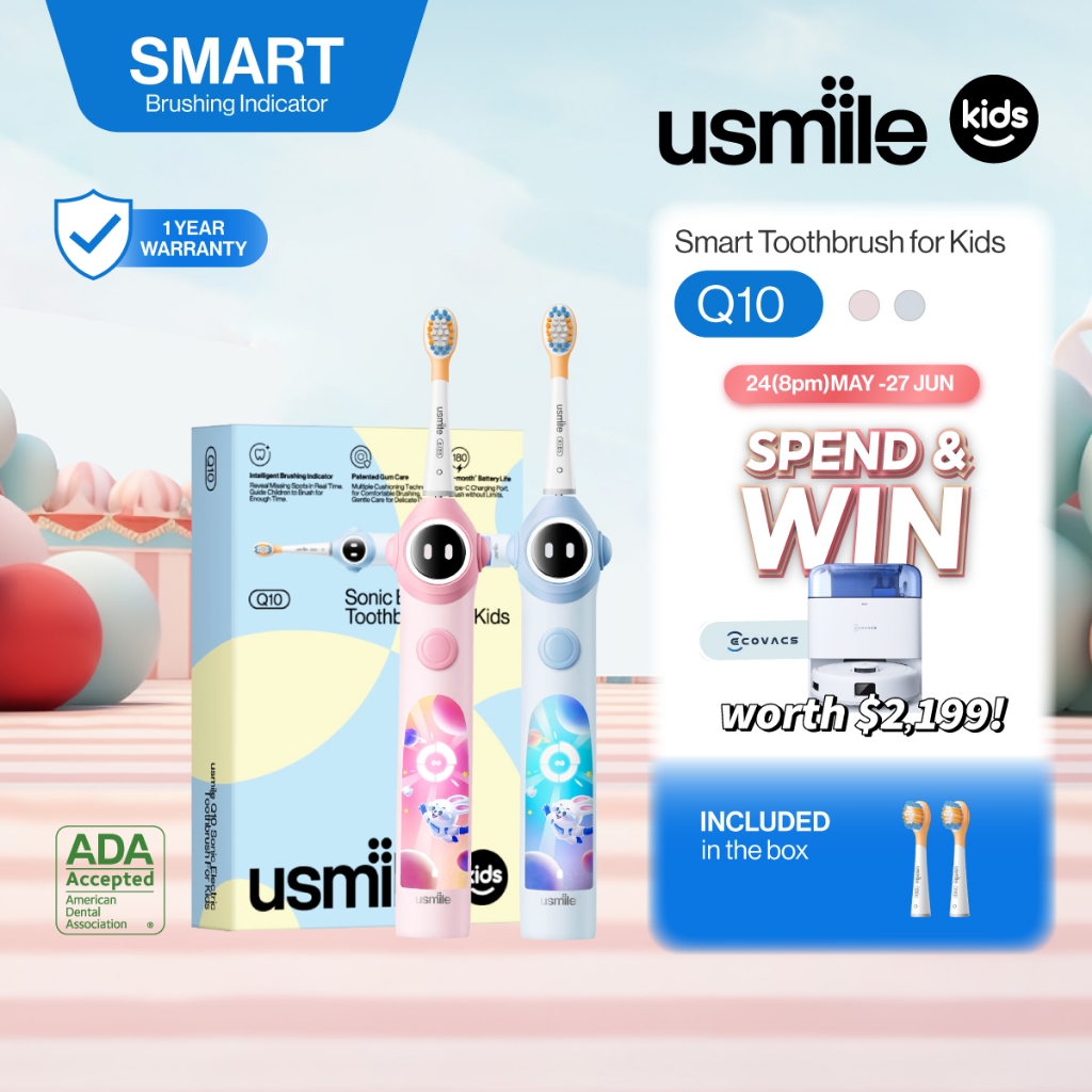 usmile Q10 Kids Sonic Electric Toothbrush | Brush Indicator | 180 Day Batter Life | Extra Safety ...
