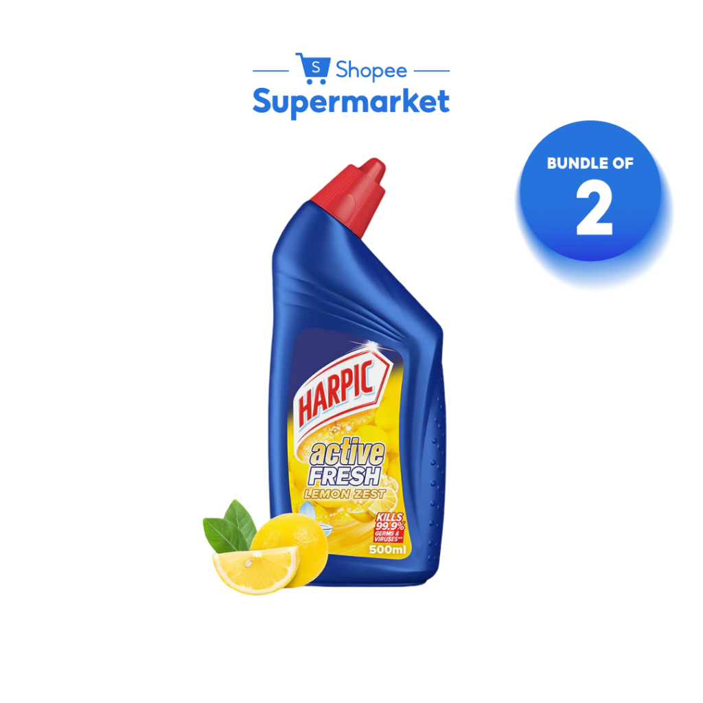 [Bundle of 2] Harpic Toilet Bowl Cleaner Disinfectant Liquid Lemon ...