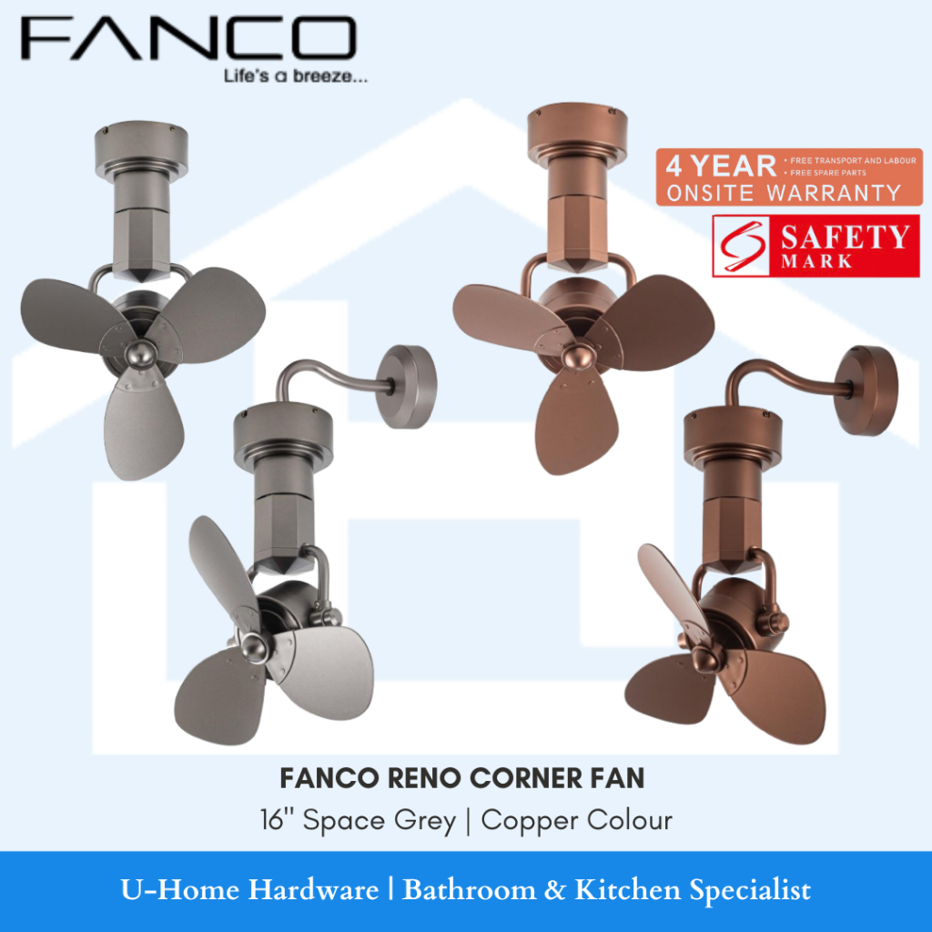 FANCO RENO CORNER FAN 16" (Space Grey or Copper Colour) with optional ...