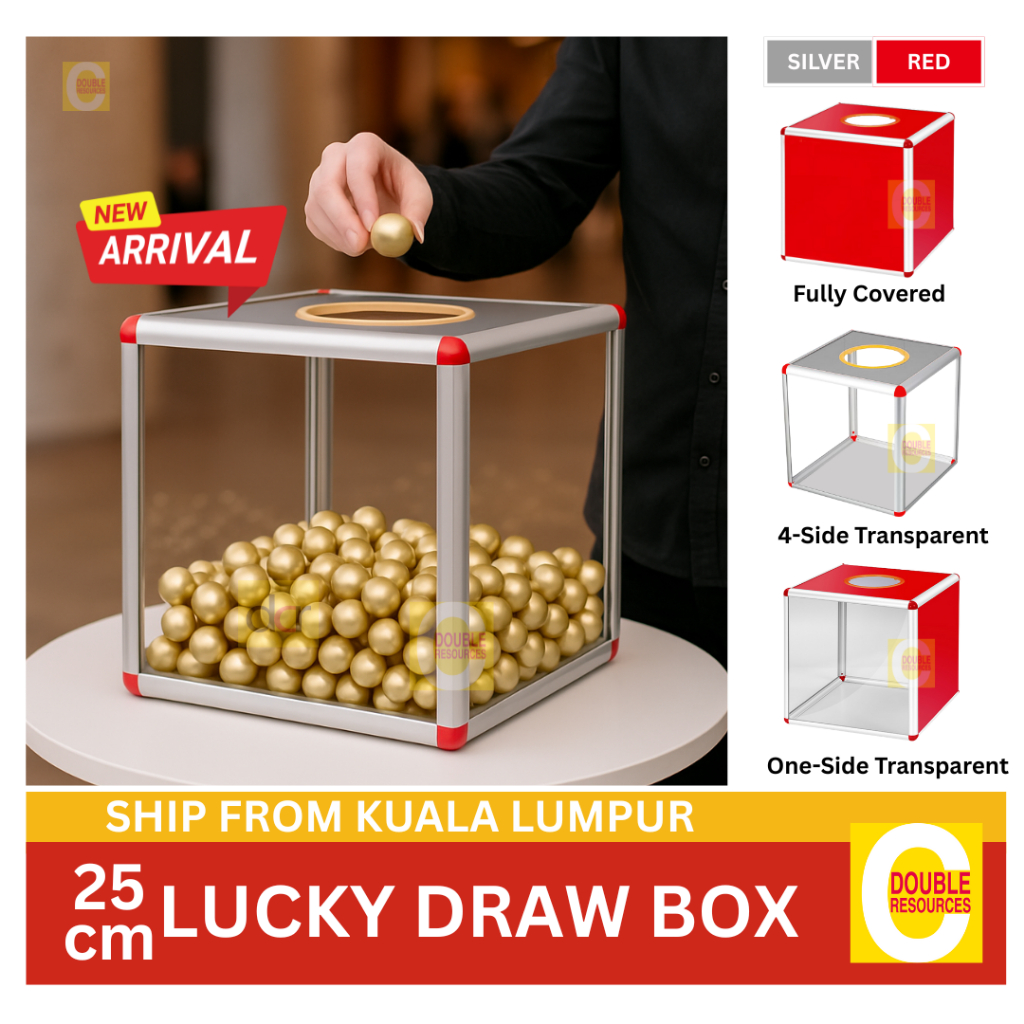 25cm Silver Lucky Draw Box, Lottery Box, Prize Drawing Box, Kotak ...