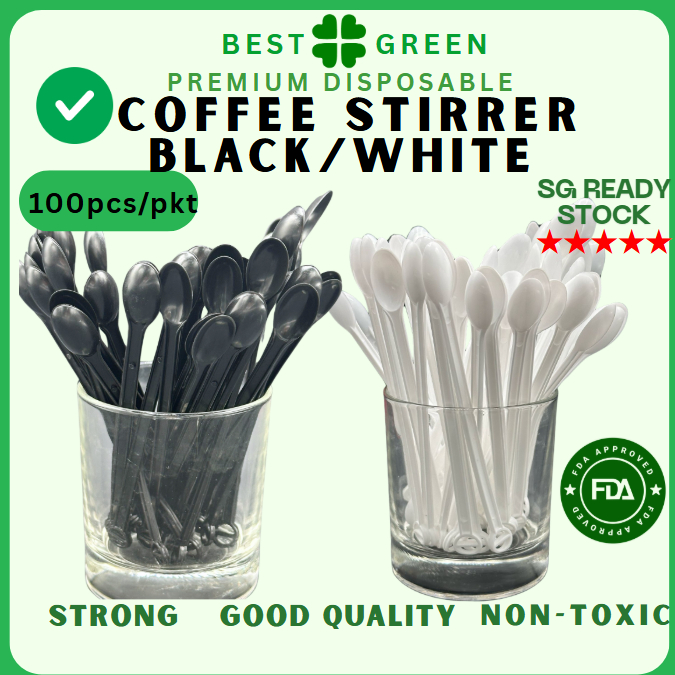 [100pcs] Disposable Plastic Stirrer / Plastic Spoon / Mini Spoon ...