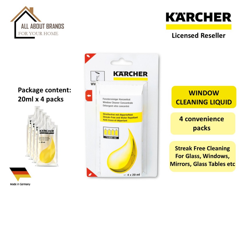 (Made in Germany) KARCHER Window Cleaner Cleaning Liquid Detergent RM 503 - 20ml x 4 packs ...