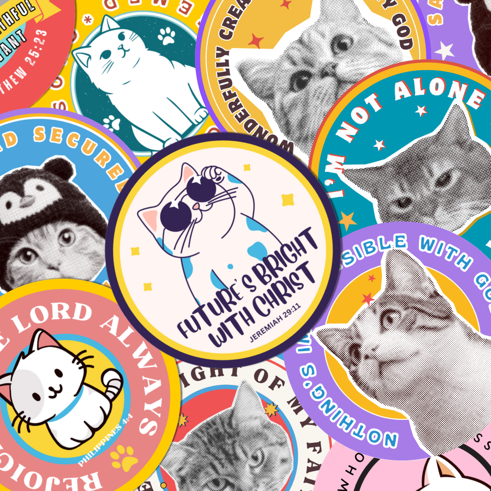 [Cat Series] Fun Christian Cat Stickers | Bible Verse | Water-resistant ...