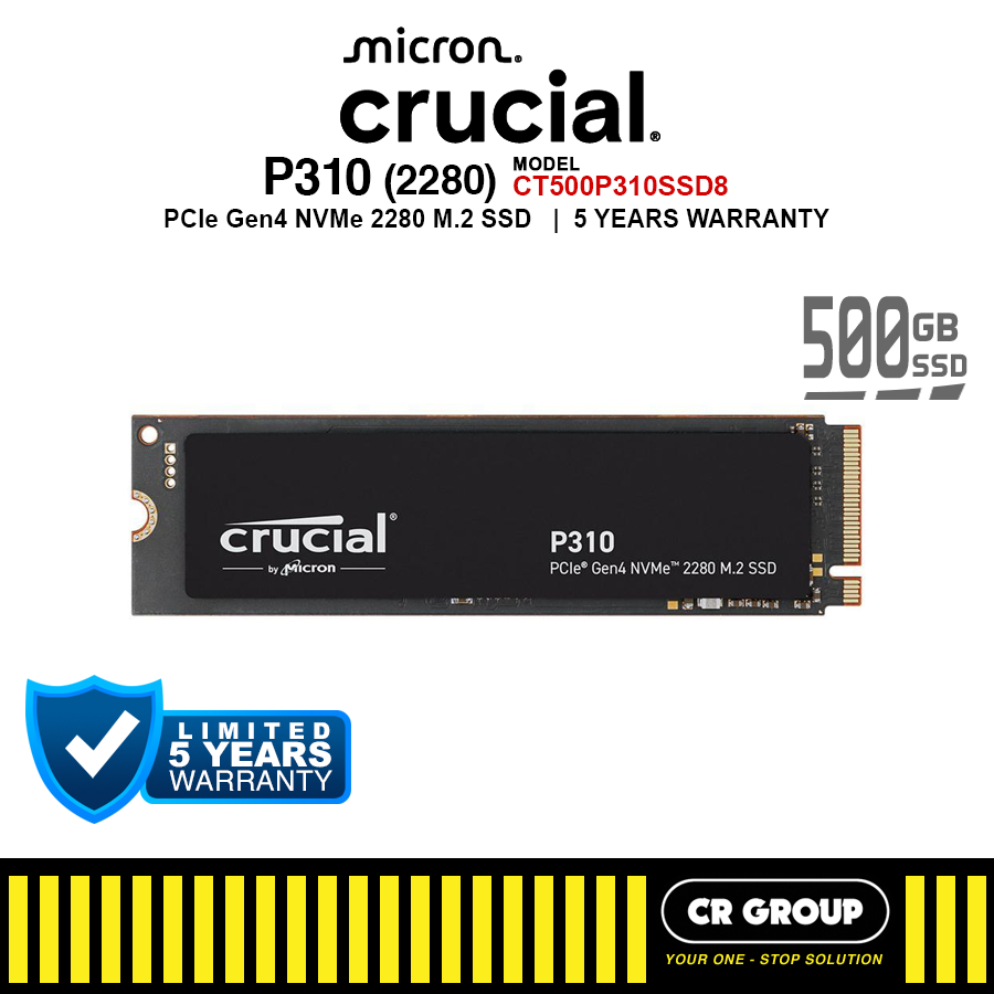 Crucial P310 PCIe Gen4 NVMe 2280 M.2 SSD (Up to 7100R/6000W) - 500GB/1TB/2TB (5Yrs Crucial ...