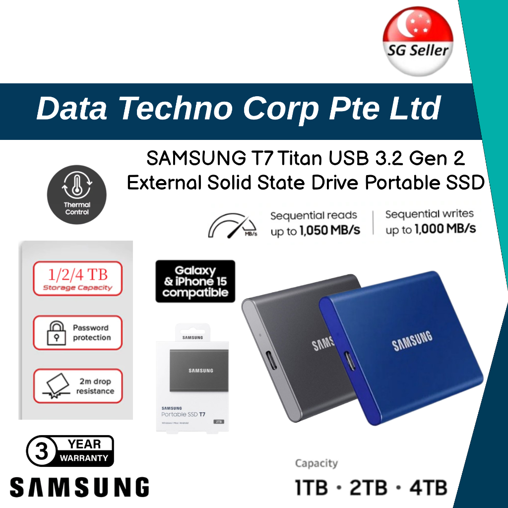 SG Local - Samsung T7 Titan 1TB 2TB 4TB USB-C 3.2 External SSD Solid ...
