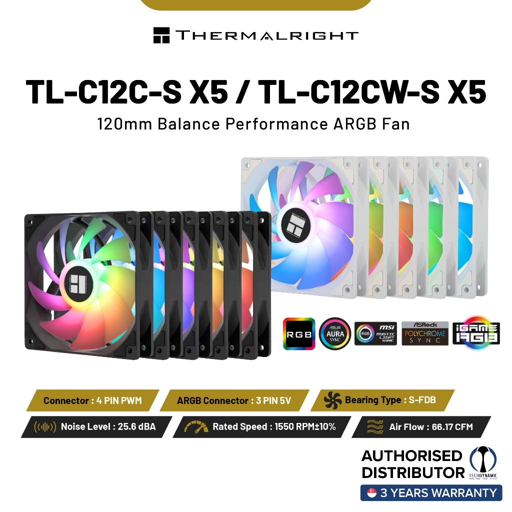 Thermalright TL-C12C-S [5pack Black & White] | Shopee Singapore