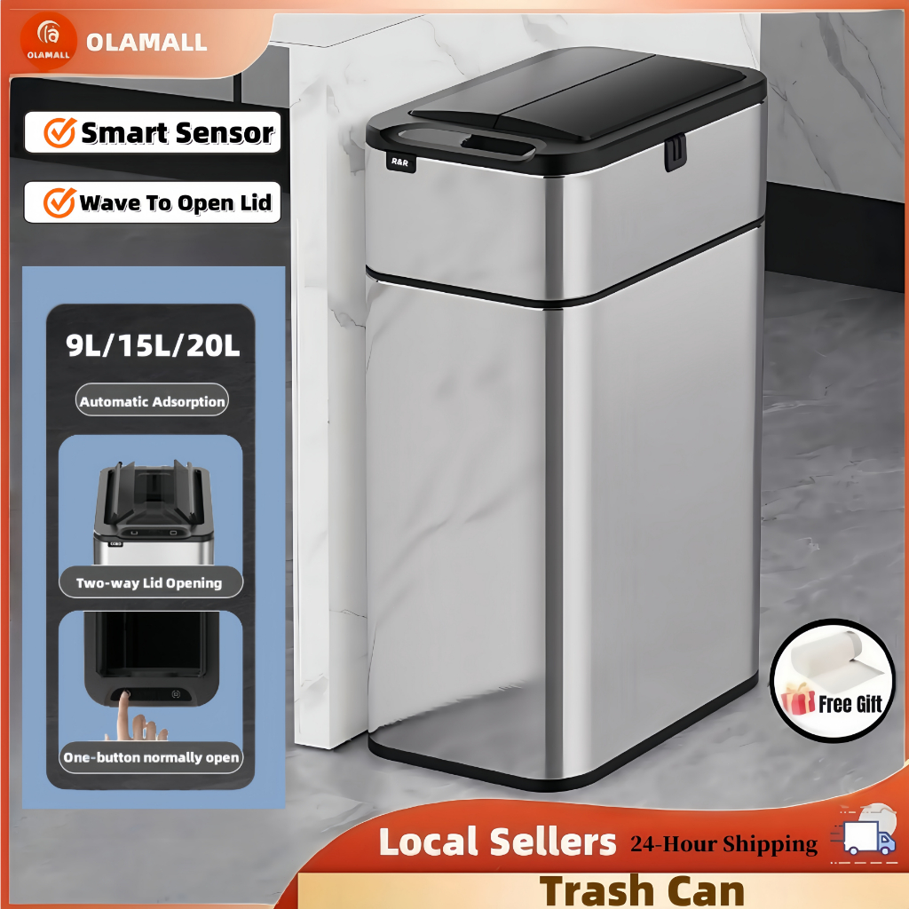 【SG】Automatic Smart Motion Sensor Dustbin With Lid Stainless Steel ...