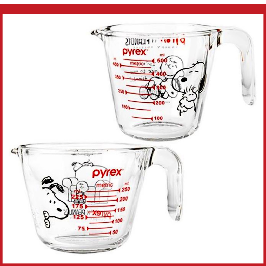 Pyrex Glass Snoopy Measuring Cup 250ml + 500ml Set | Shopee Singapore