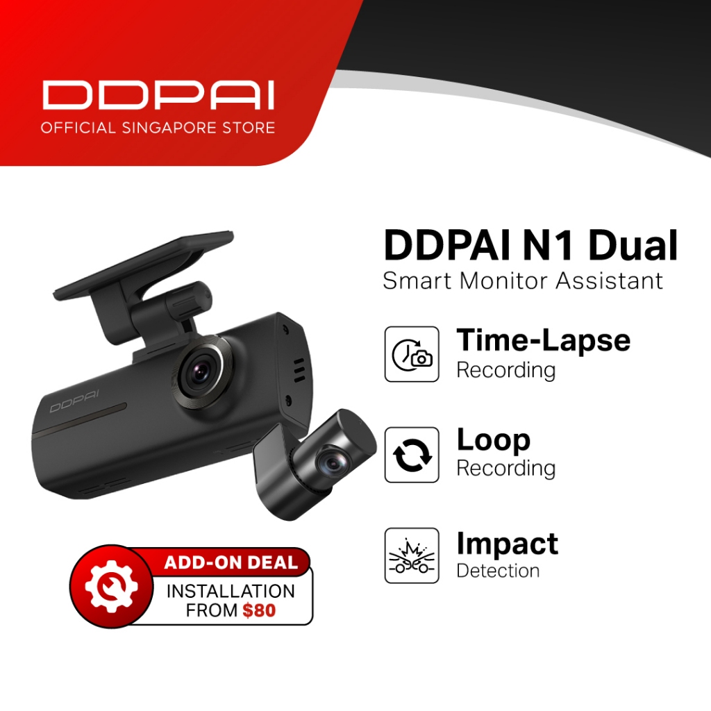 DDPAI N1 Dual Front & Rear Recording NightVIS 1296P Dash Cam | Shopee ...