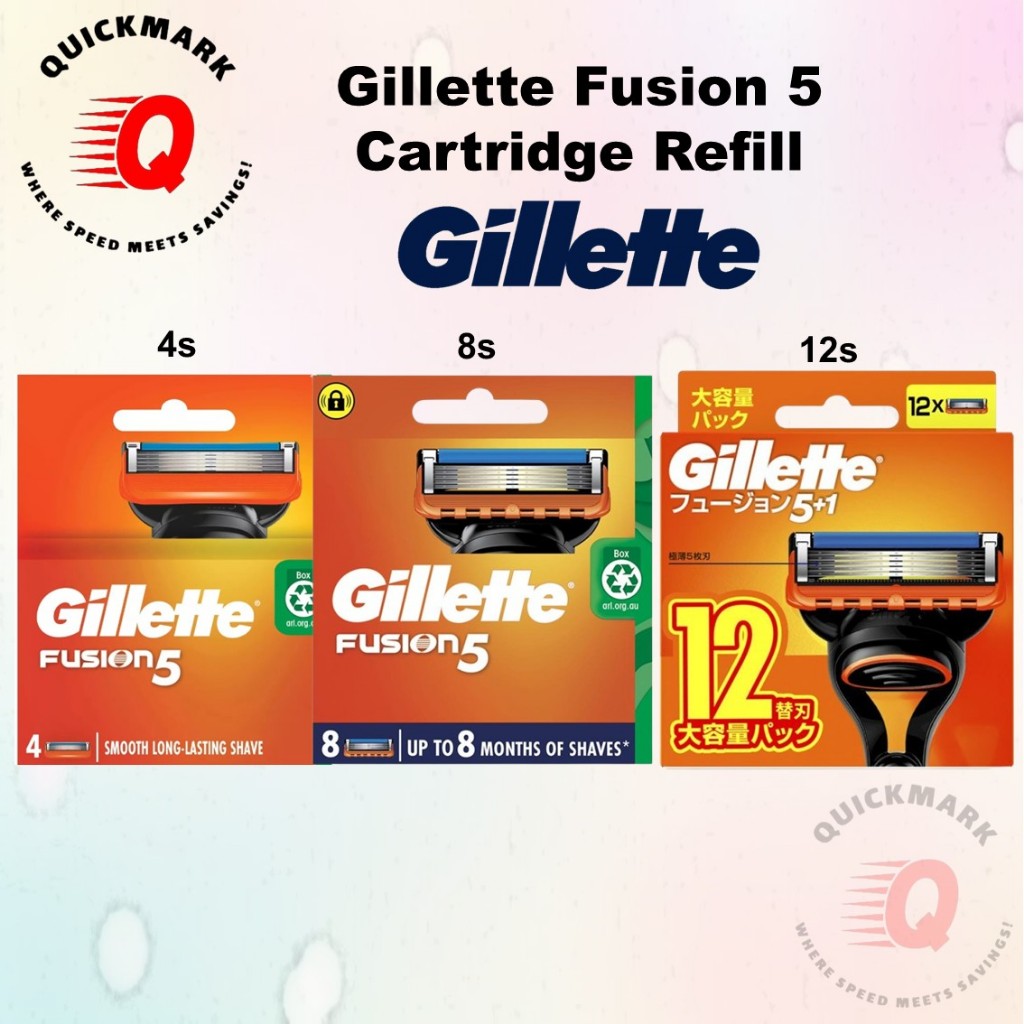 Gillette Fusion 5 Razor Shaver Cartridge Refill 4s / 8s / 12s / Fusion ...