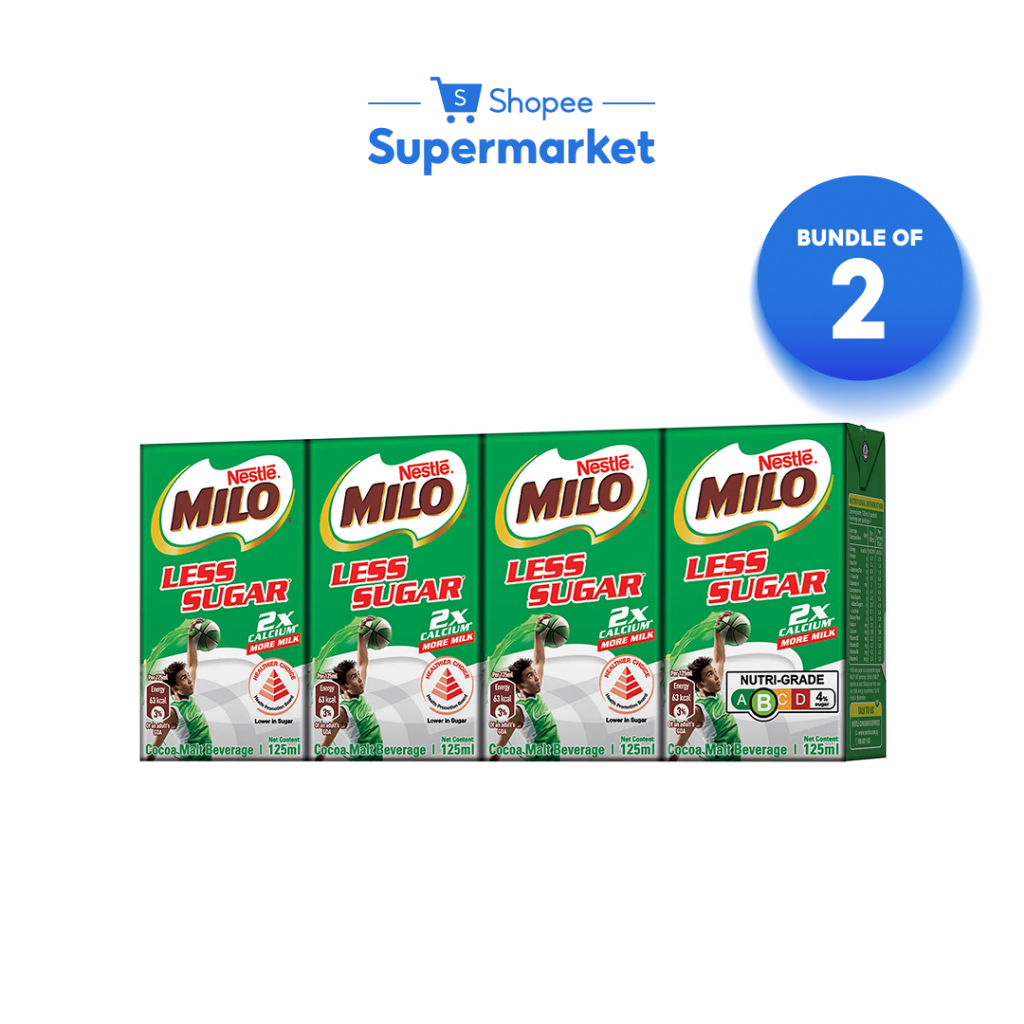 [Bundle of 2 Cartons] Milo Chocolate Malted Milk UHT Less Sugar ...