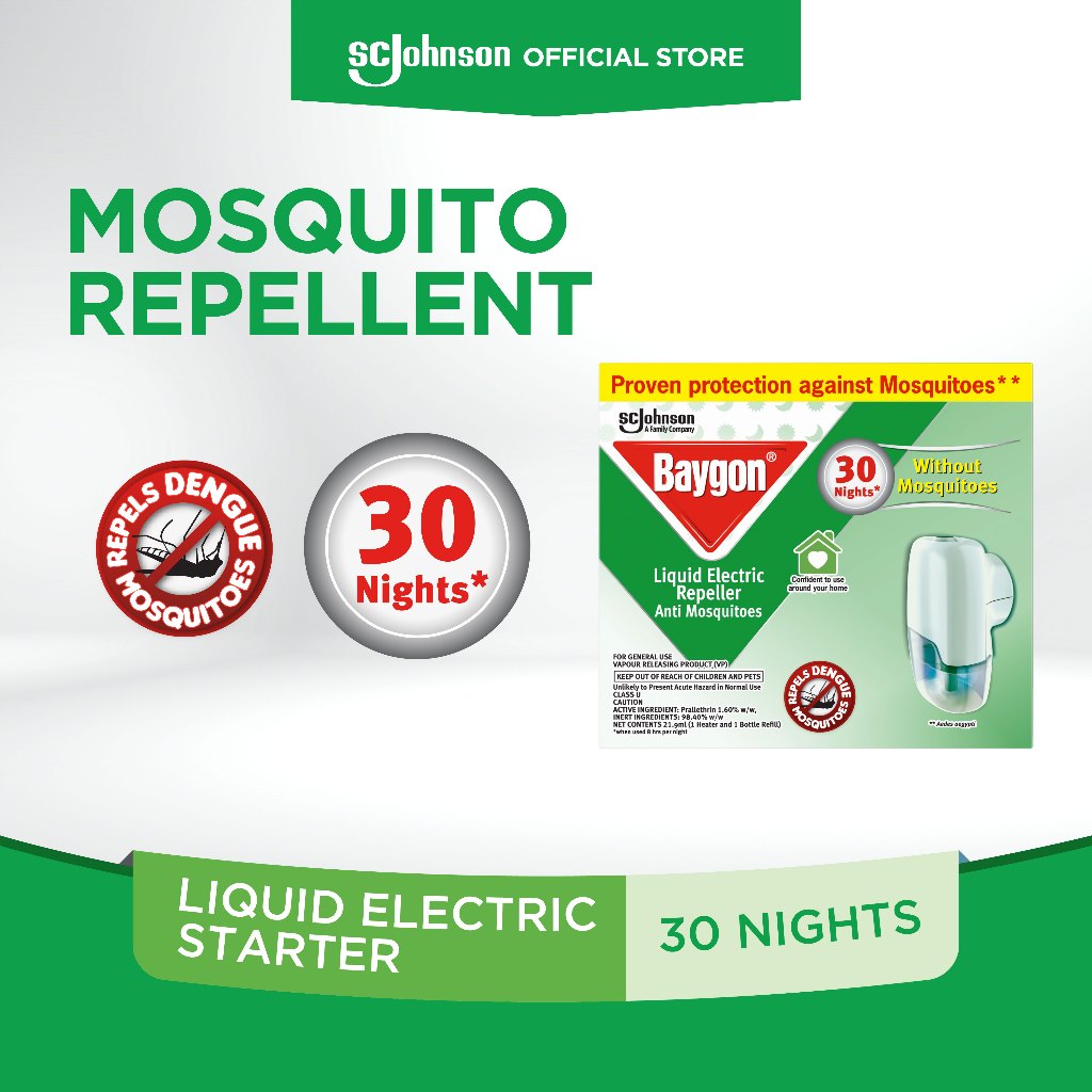 Baygon Liquid Mosquito Electric Repeller Starter 21.9ml | Shopee Singapore