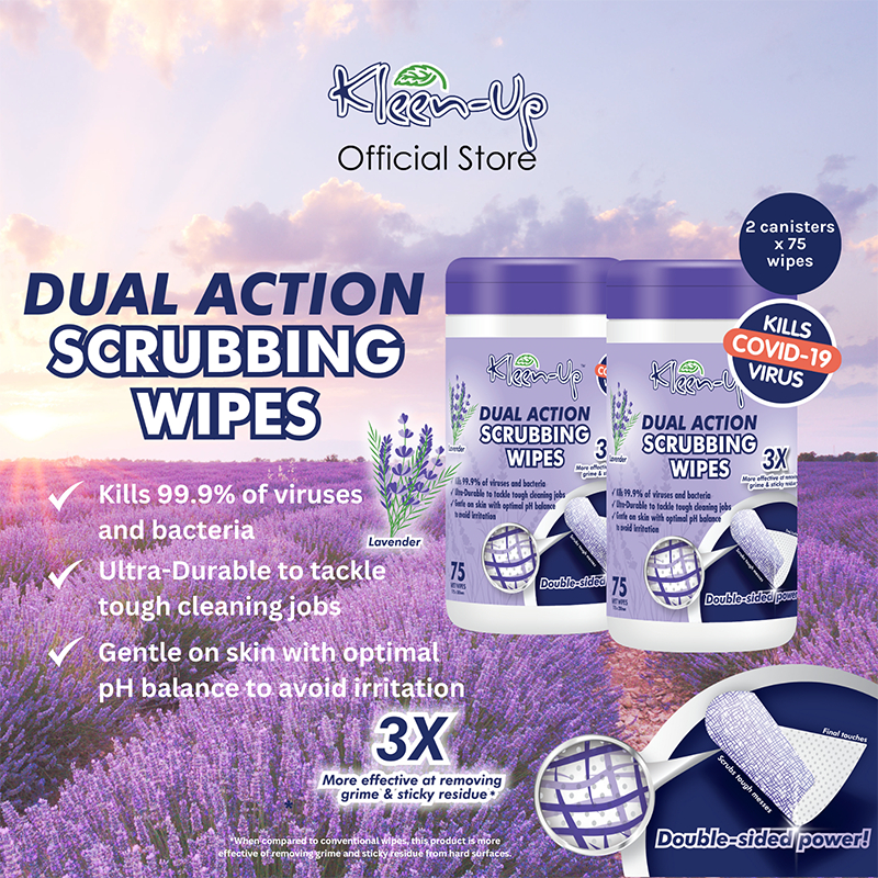 KLEEN-UP DUAL ACTION SCRUBBING WIPES 75S CANISTER x 2 FG-KU4128 ...