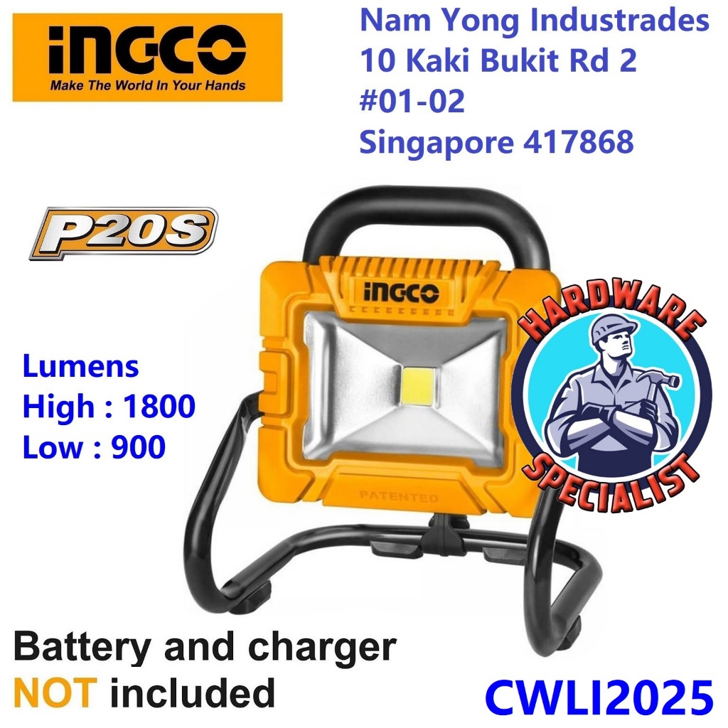 Ingco CWLI2025 P20 Cordless Work Lamp / Cordless LED Floodlight ...