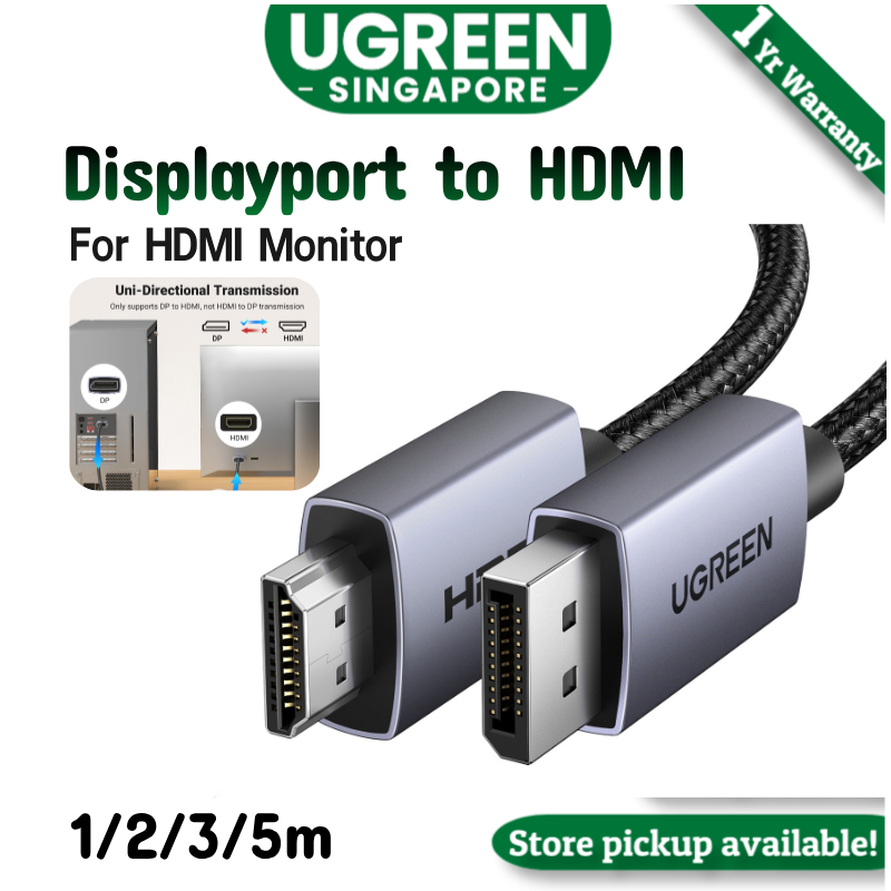 【For HDMI Monitor Only】UGREEN 4K Displayport(Source) to HDMI (Monitor) Cable single direction ...