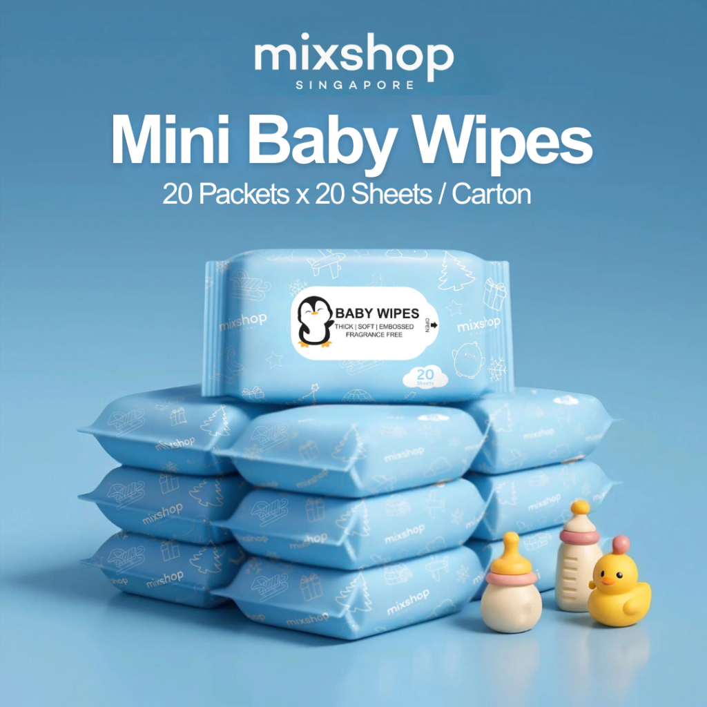 Mixshop Mini Baby Wipes 20s | Extra Soft & Thick | Viscose Material ...