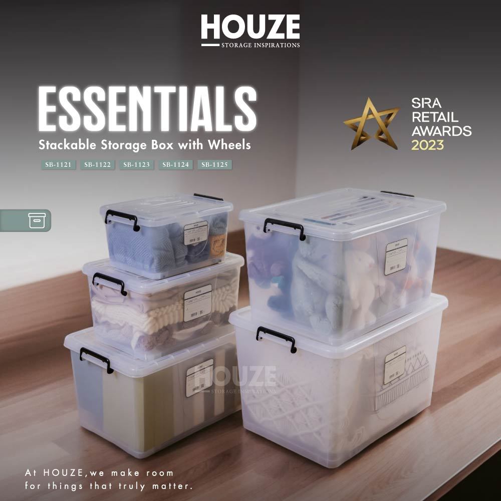 [HOUZE] 'ESSENTIALS' Storage Box With Wheels 15L|35L|55L|75L|95L ...