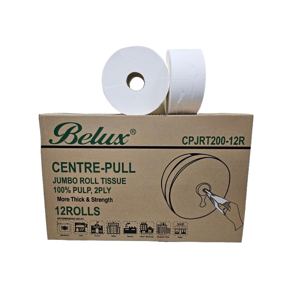 Centre Pull Jumbo Toilet Roll Bathroom Tissue 100% Pulp, 2 ply, 200M x ...