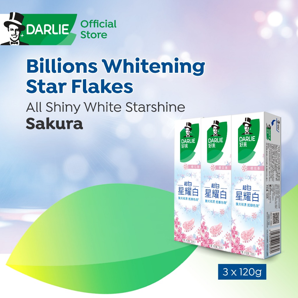 [VALUE BUNDLE of 3] DARLIE All Shiny White StarShine Sakura Whitening ...