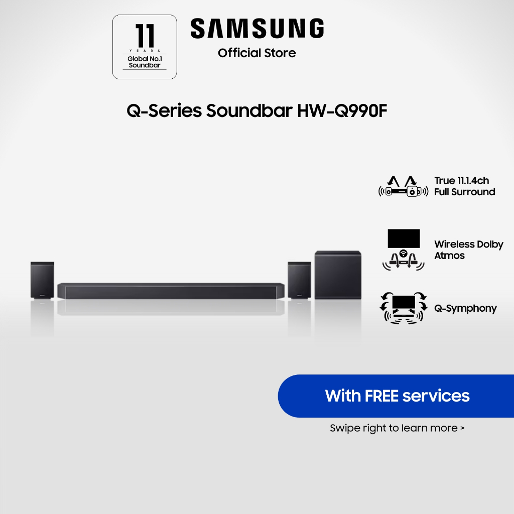 Samsung Q-Series Soundbar HW-Q990F 11.1.4ch Subwoofer & Rear Speaker ...