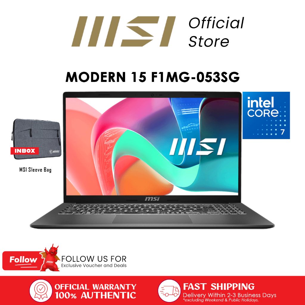 MSI Modern 15 F1MG-053SG / Intel Core 7 processor 150U / 15.6" FHD ...