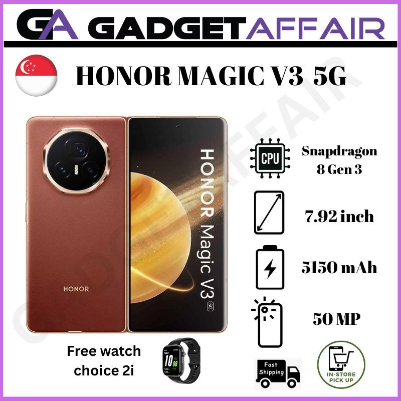 2025 SALES - HONOR Magic V3 5G + FREE Honor Choice Watch 2i (Local Set) | Shopee Singapore
