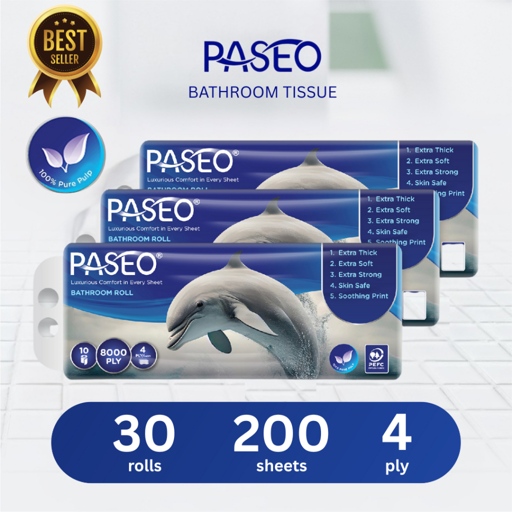 [BEST SELLER] 3 X PASEO TOILET ROLL 4PLY 200S 10 ROLLS (DOLPHIN ...
