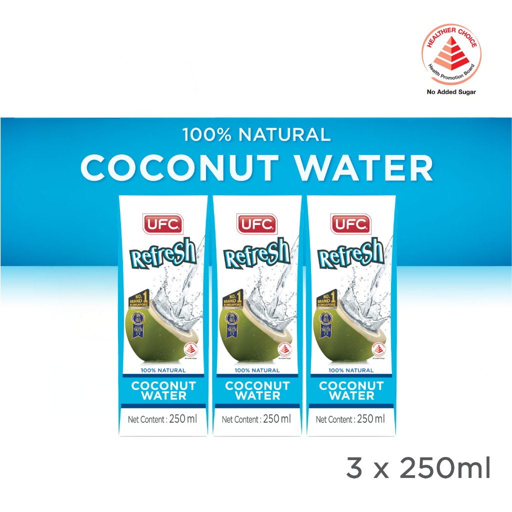 UFC Refresh 100% Coconut Water (3x250ml) | Shopee Singapore