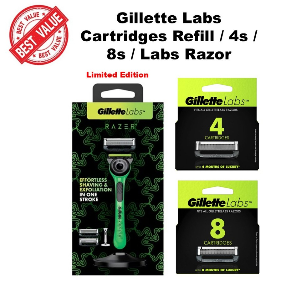 Gillette Labs Refills for Exfoliating Razor and Heated Razor 4s/8s ...